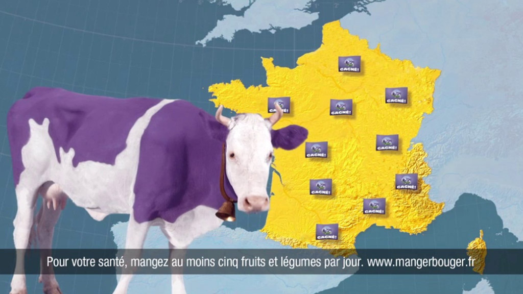La vache Milka se ballade sur les plateaux de TF1 | TF1PUB